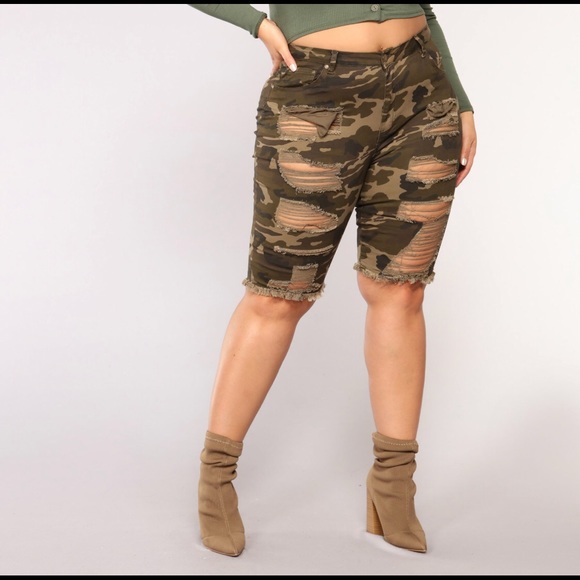 Shorts | Plus Size Distressed Camouflaged Shorts | Poshmark